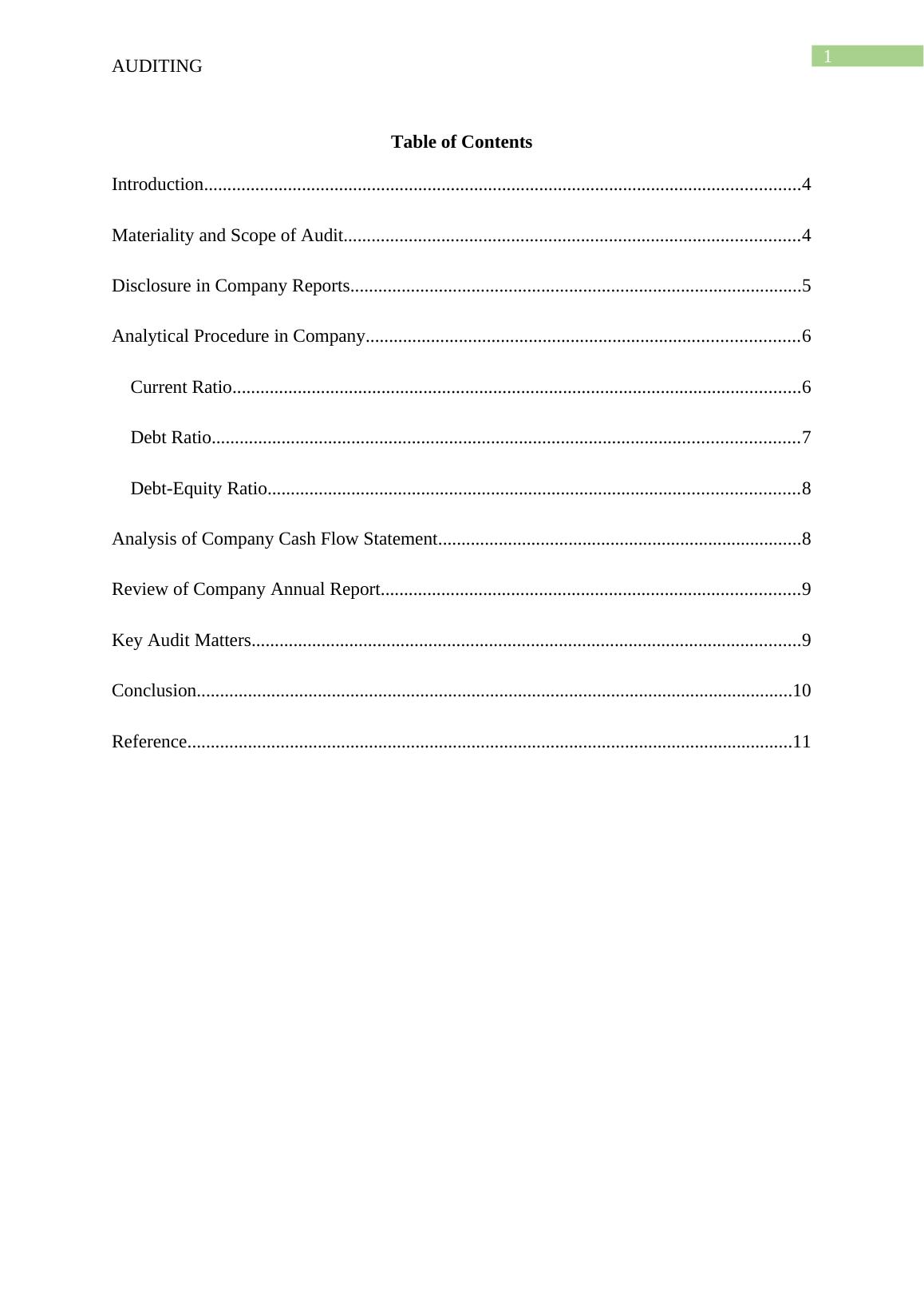 Auditing: Materiality, Scope, and Analysis of Company Financial Statement