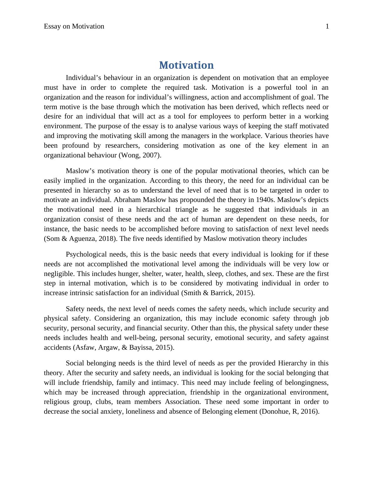 Essay on Motivation