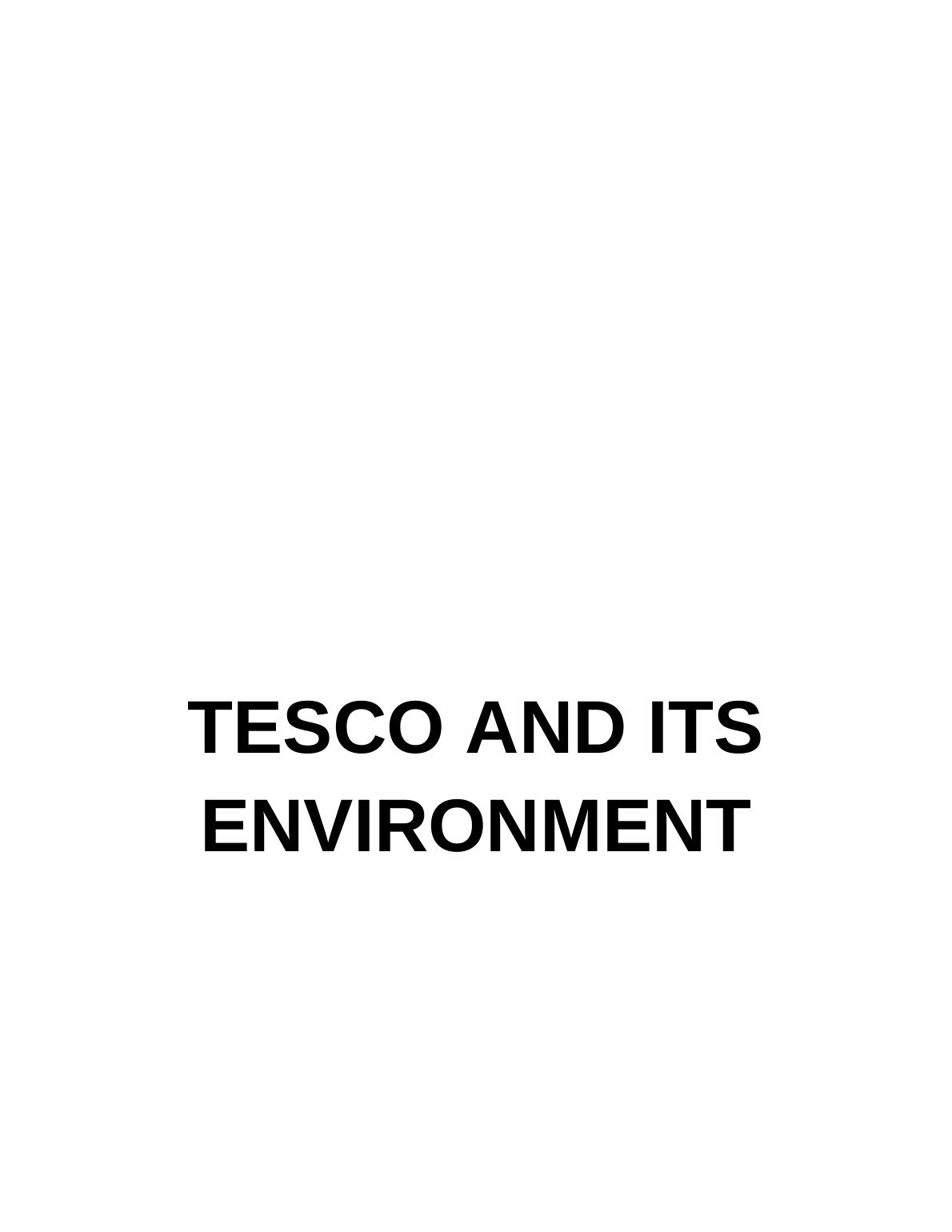 Tesco and Its Environment
