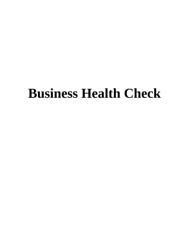 (Solution) Business Health Check: Assignment