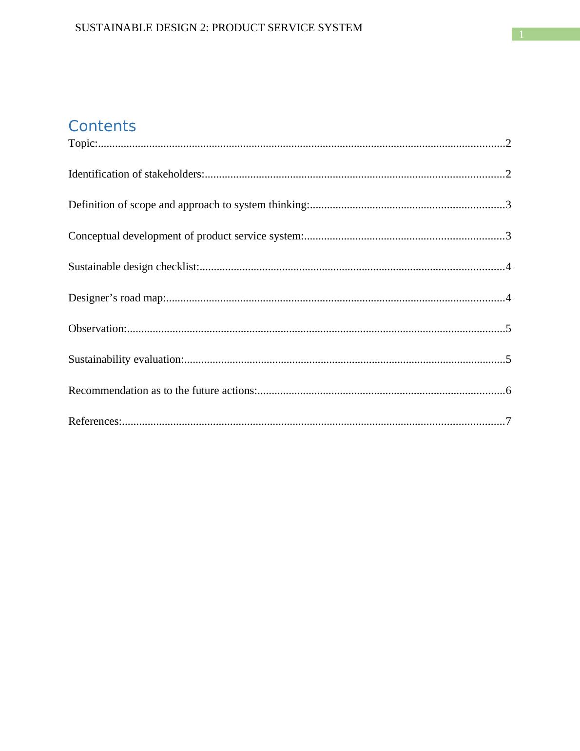 Sustainable Design 2: Product Service System