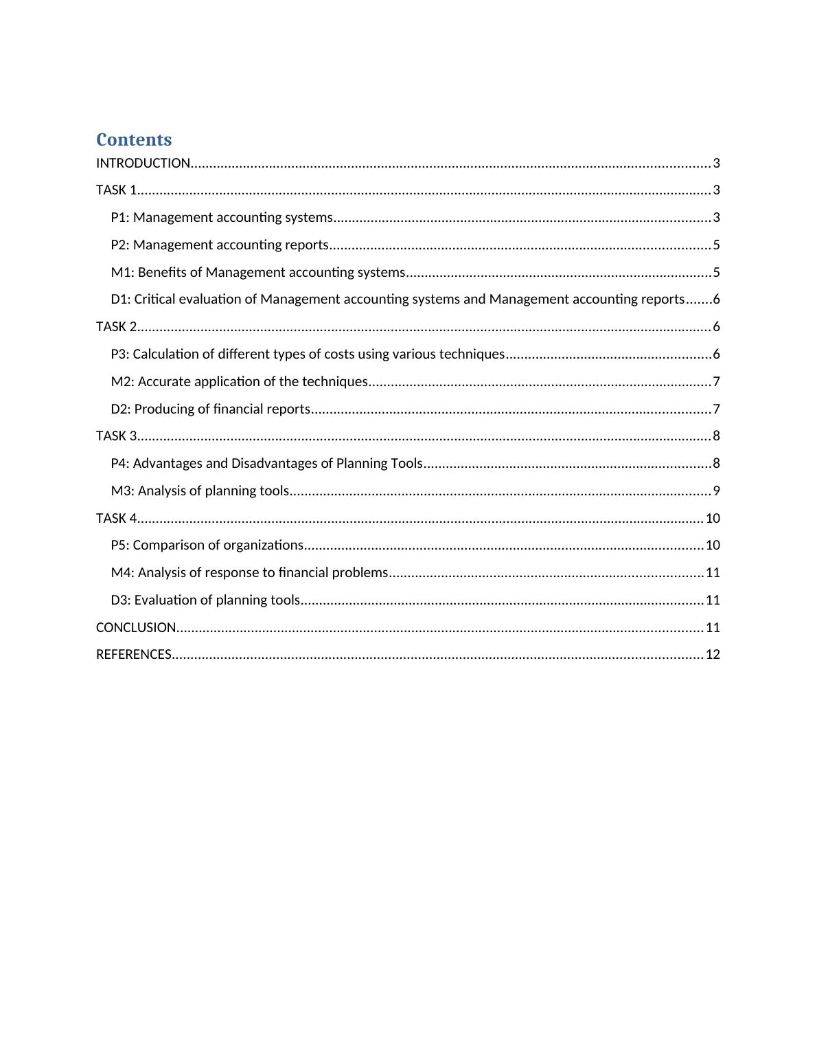Management Accounting: Costs, Planning, and Problems