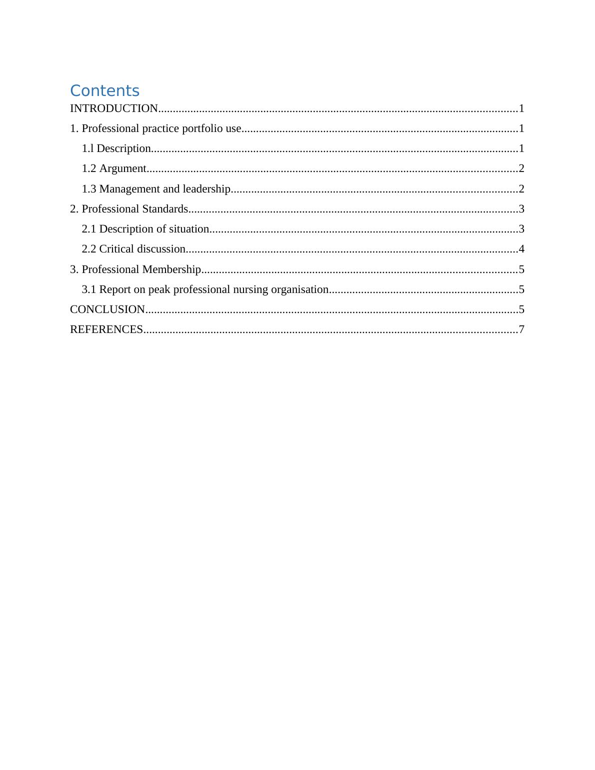 Developing a Professional Practice Nursing Portfolio Report