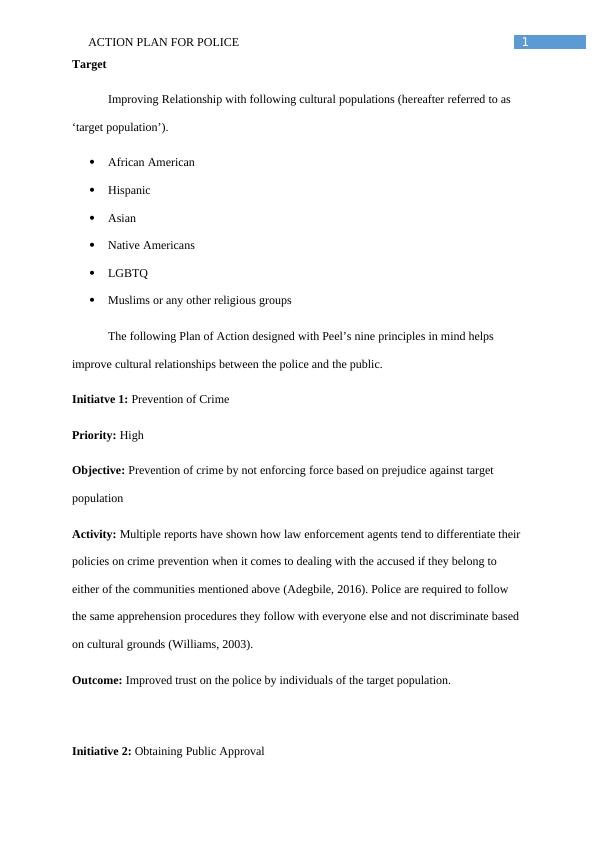 Implementing Peel's Principles in Police Action Plans