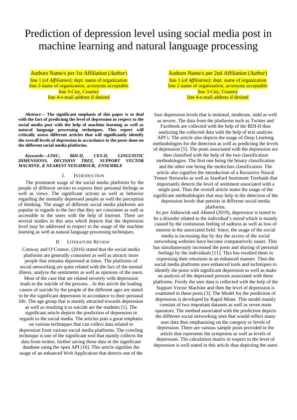 Prediction of Depression Level Using Social Media Posts