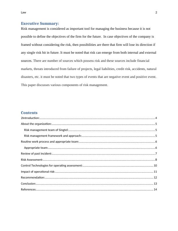 Comprehensive Risk Management Analysis: Singtel Operations