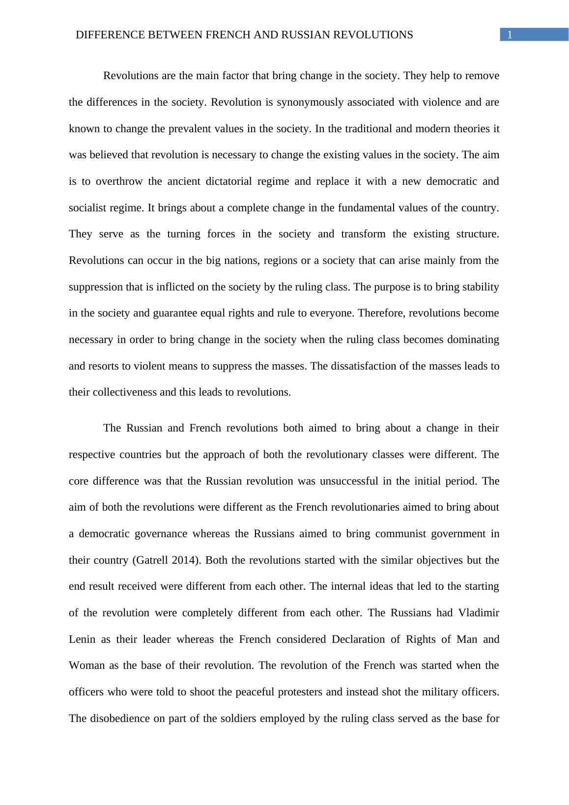 Differences Between French and Russian Revolutions