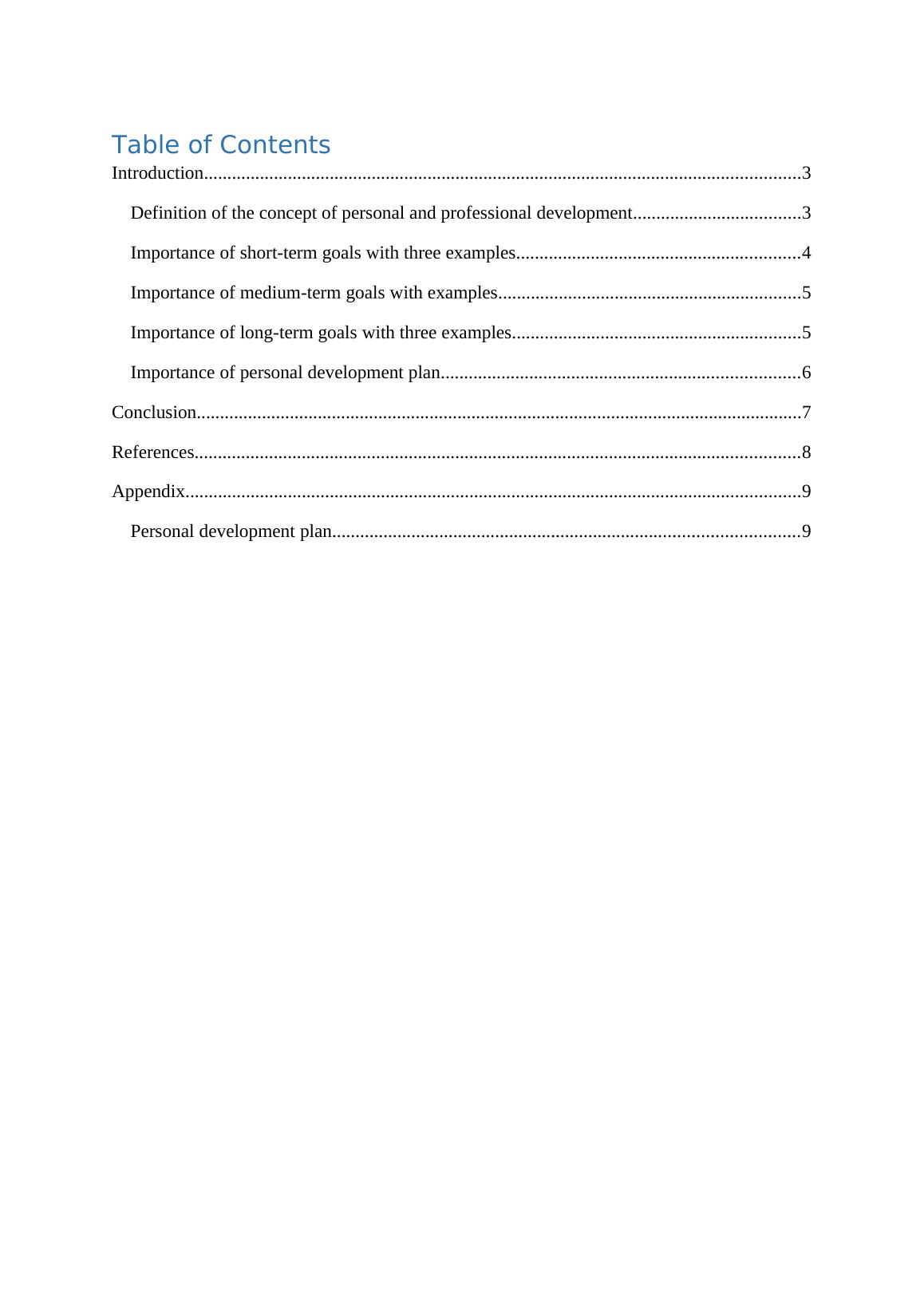 Personal Development Report: Short, Medium, Long-Term Goals