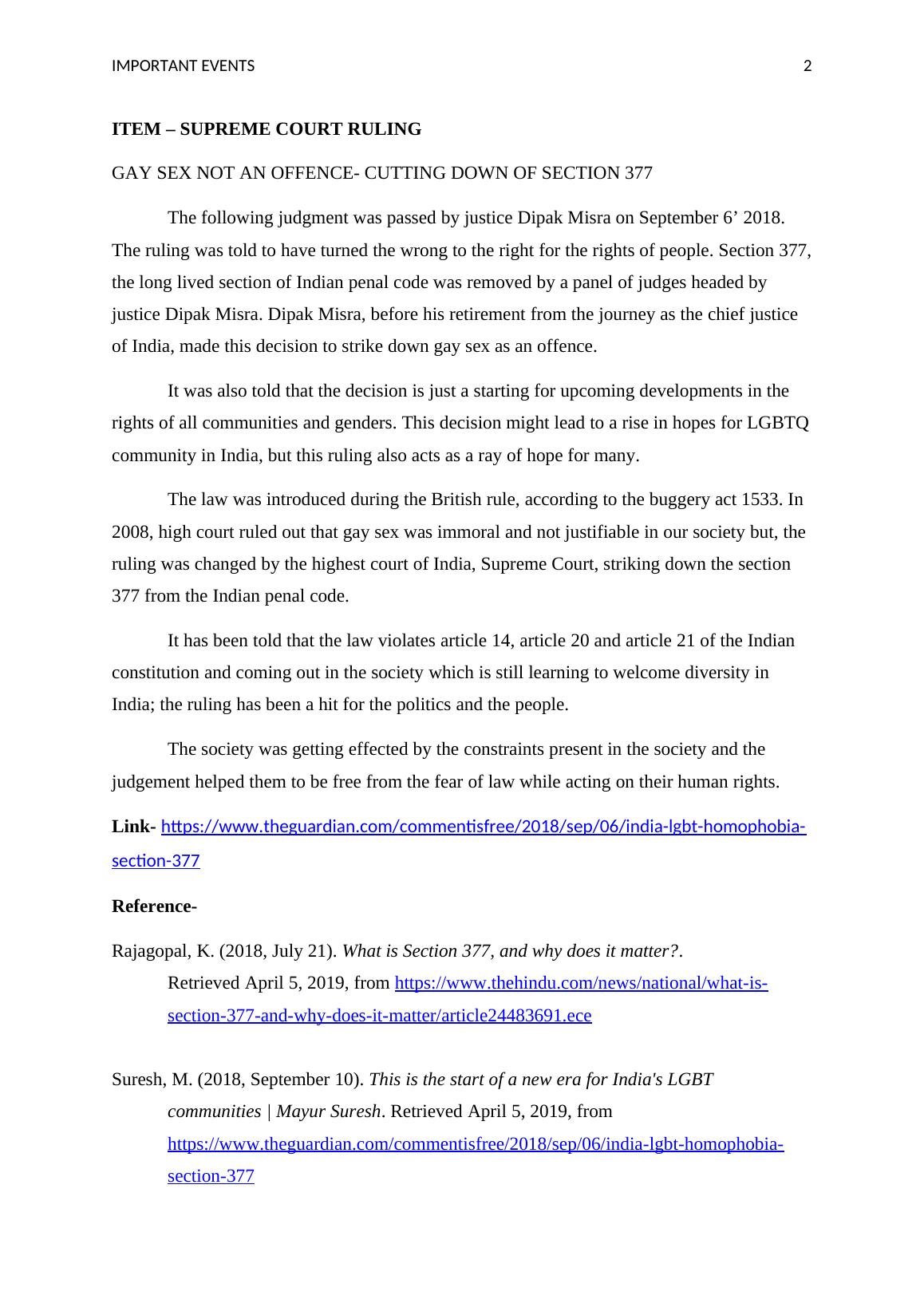 Political Science: Analysis of Current Events Project