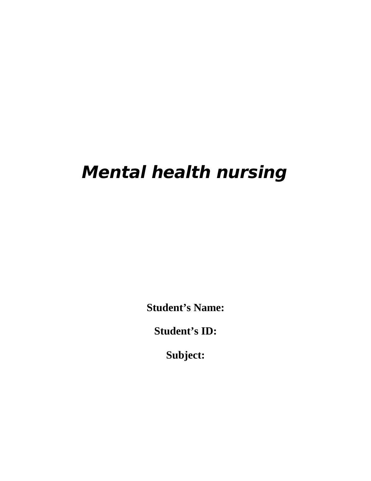 Role Of Mental Health Nurse role-of-mental-health-nurse