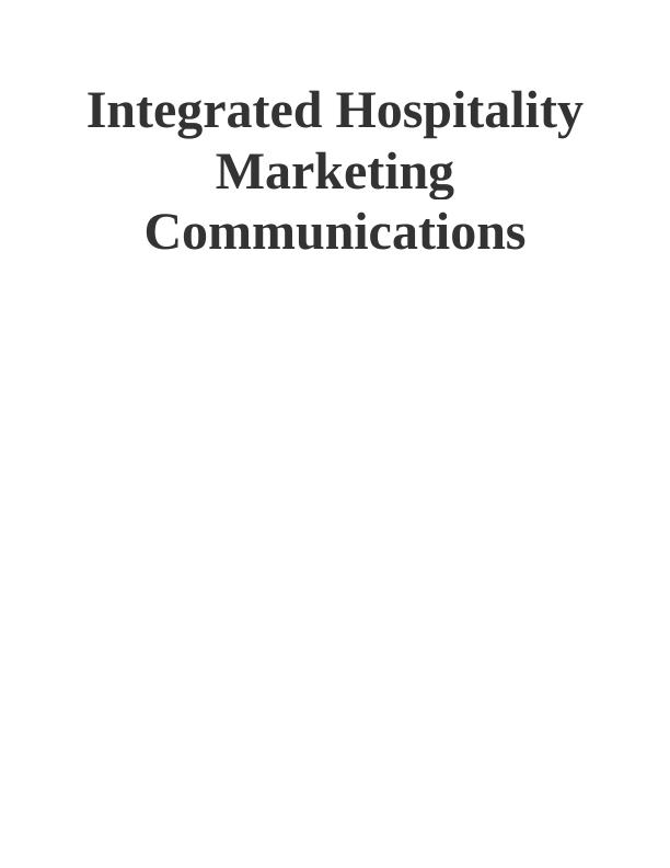 Integrated Hospitality Marketing Communications