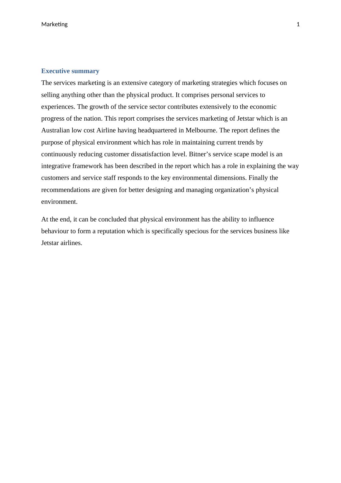 Services Marketing of Jetstar: Purpose of Physical Environment and ...