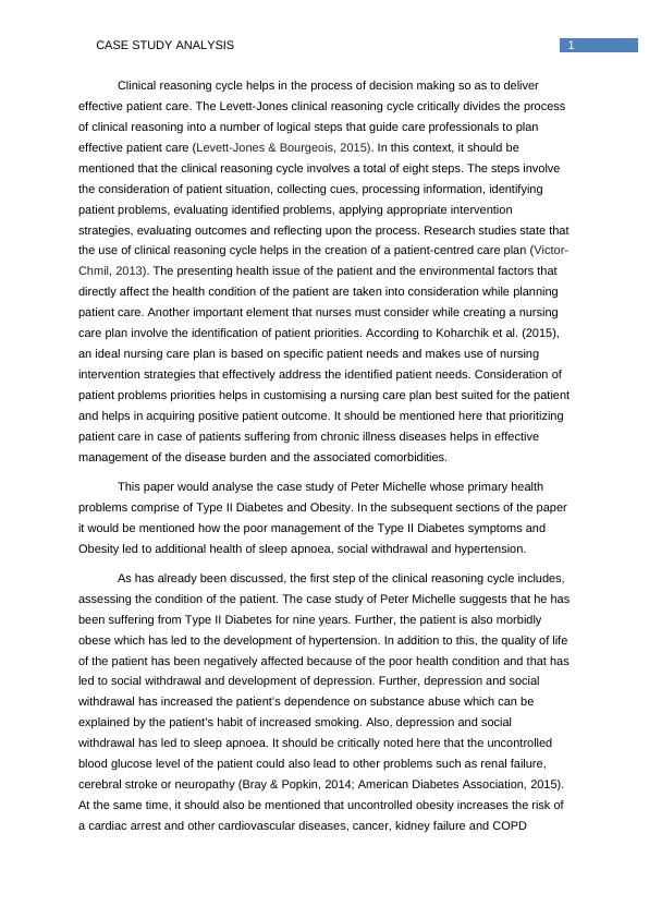 Healthcare: Case Study Analysis of Peter Michelle's Health