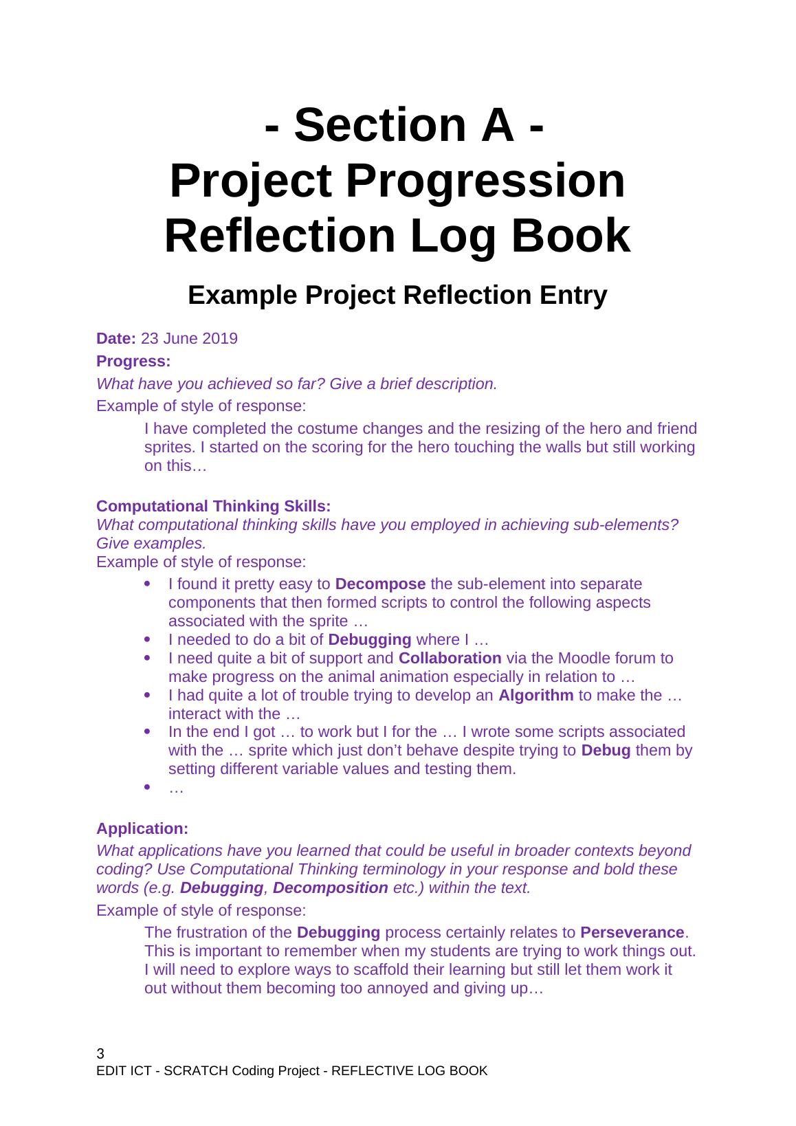 Scratch Coding Project - Reflective Log Book and Checklist | Desklib