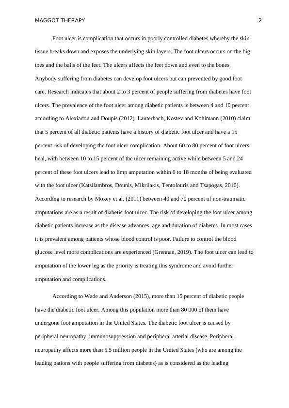 Maggot Therapy: A Review of Diabetic Foot Ulcers Treatment