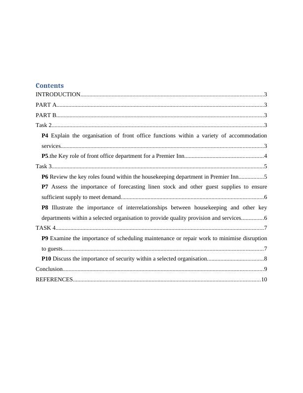 Unit 7: Analyzing Premier Inn Accommodation Services