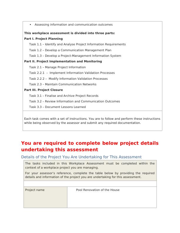 Manage project information and communication method of project management