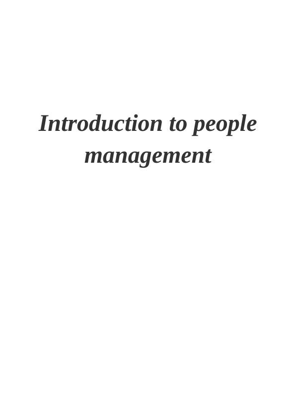 Introduction to People Management - Desklib