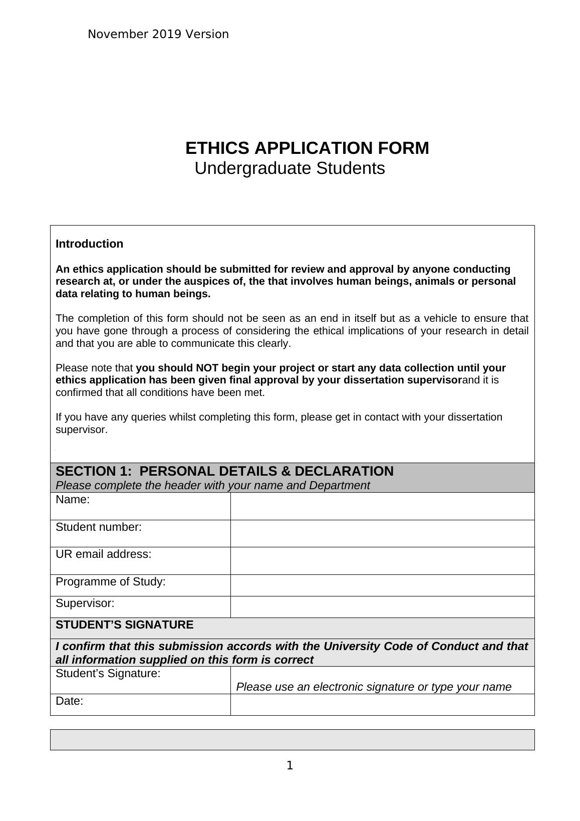Ethics form