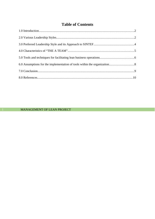 PPMP20009: Analysis of Lean Project Management at SINTEF