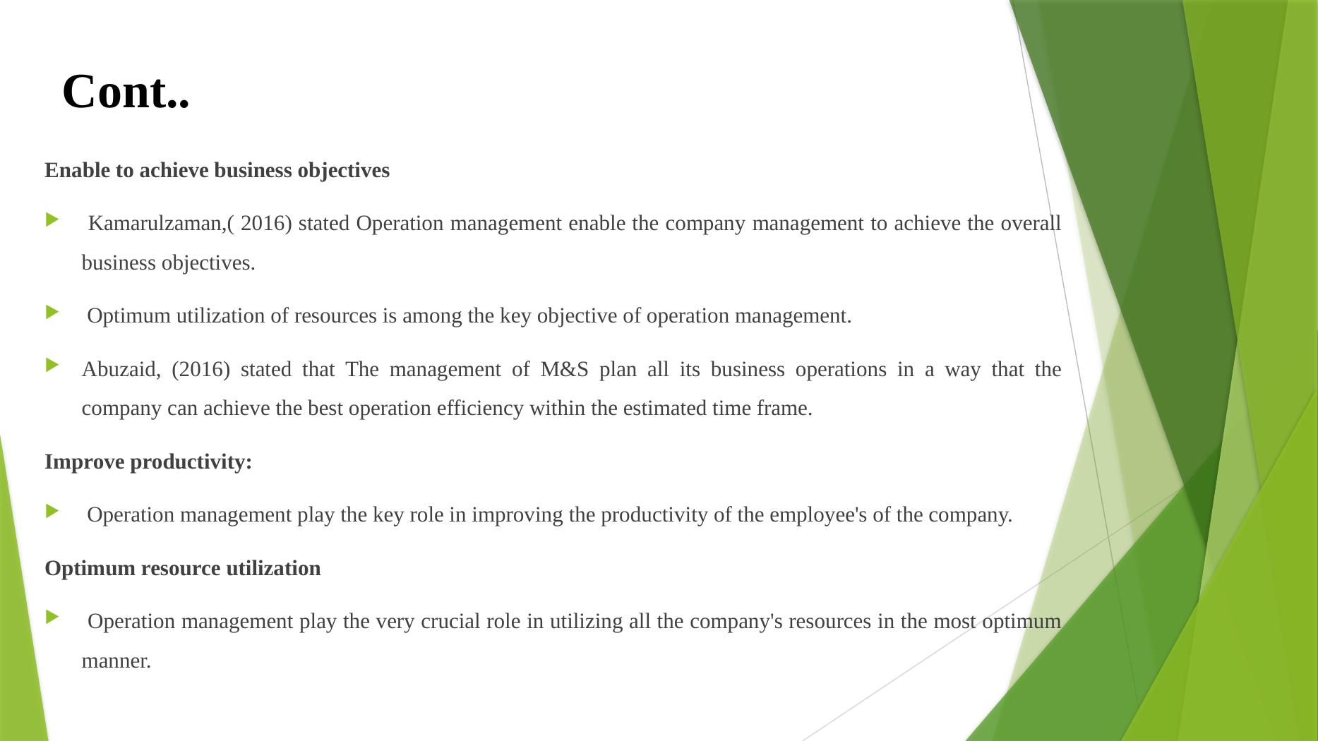 Management and Operation (Marks and Spencer) - Desklib