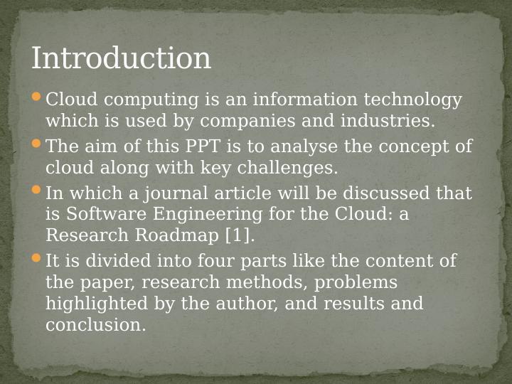 MITS5002 Software Engineering: Cloud Presentation Slides