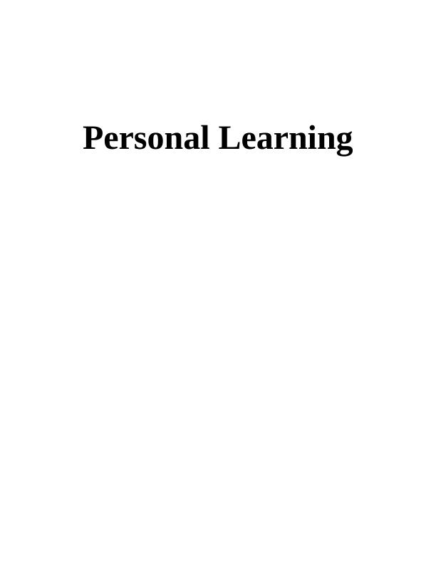 Personal Learning and Development Plan - Desklib