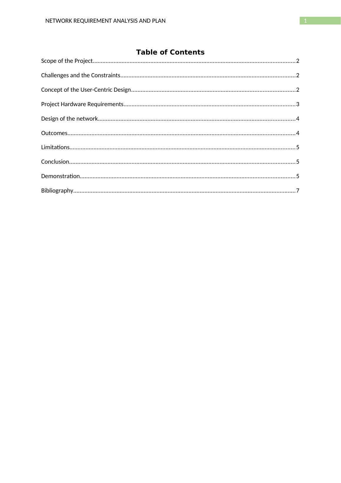 Network Requirement Analysis and Plan Project 2022