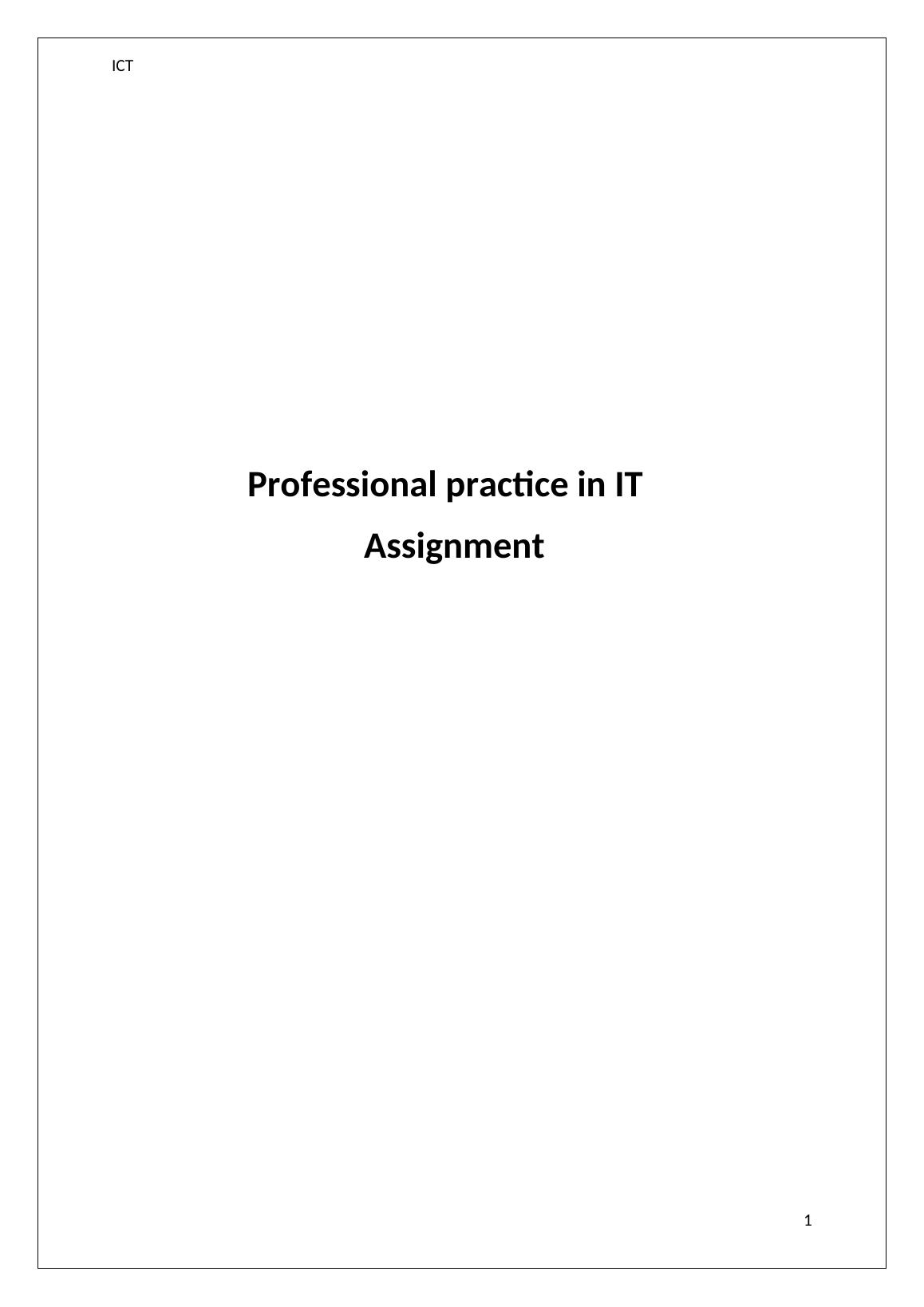 ICT Professional Practice: Software Design & Green ICT