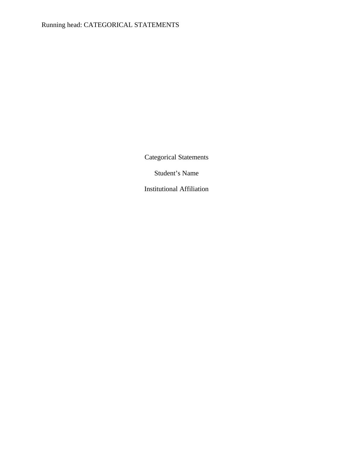 Categorical Statements - Desklib