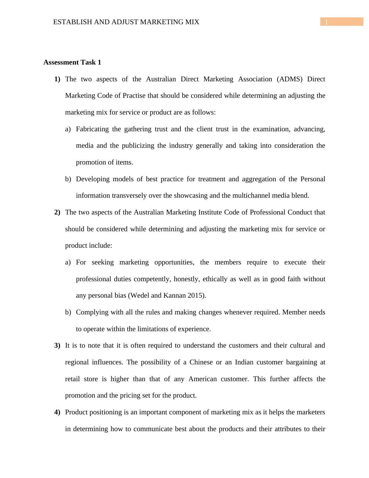 BSBMKG502: Establish and Adjust Marketing Mix Report