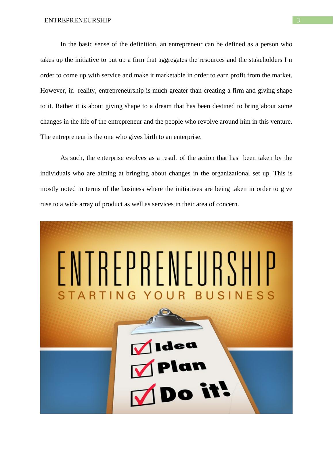 Concept of Entrepreneurship- Report