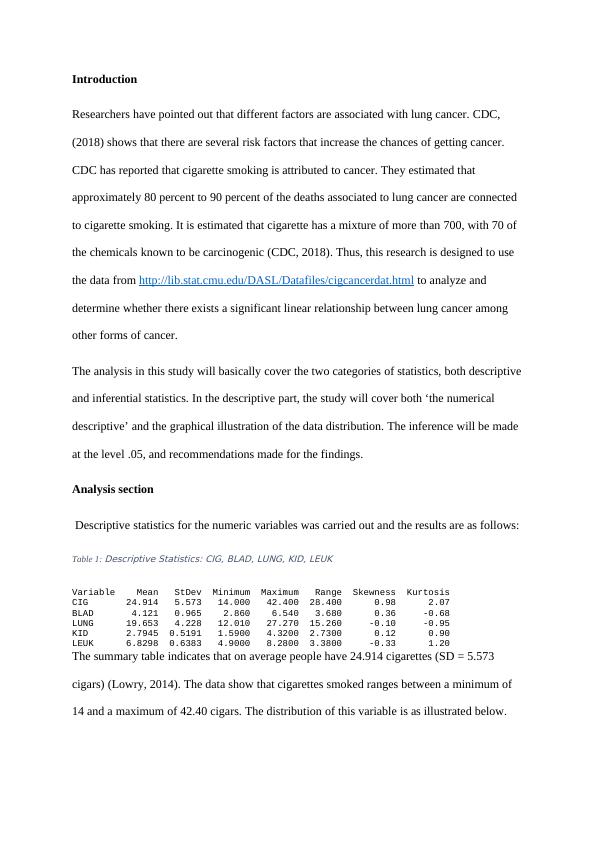 STAT 220: Statistical Analysis of Smoking and Cancer