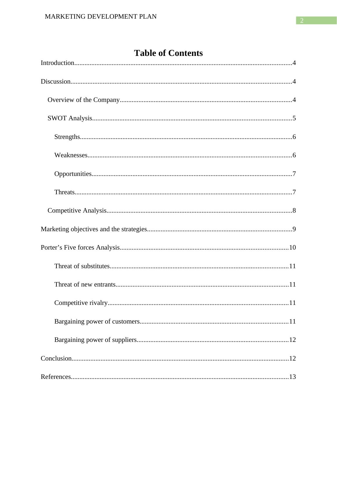 Marketing Development Plan Analysis 2022