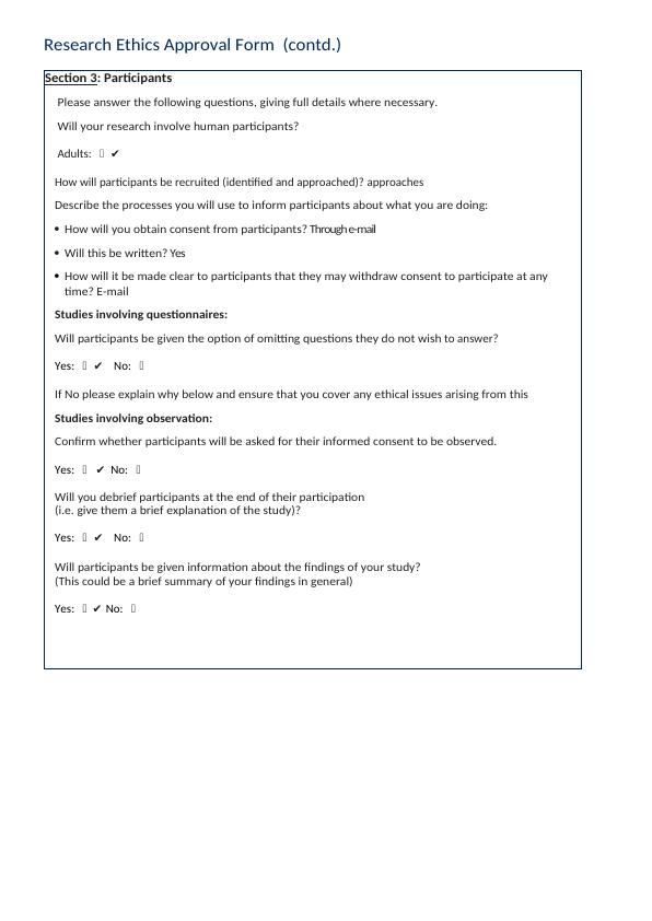 Research Ethics Form: Retail Industry Globalization