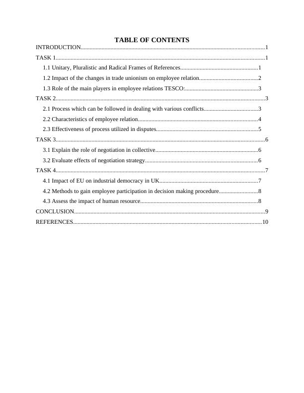 Employee Relations Report: Analyzing Tesco's Approach