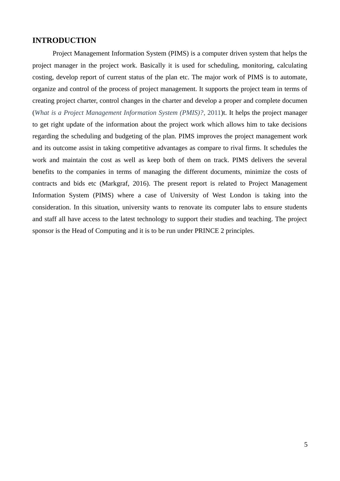 Information System Project Management (PIMS)