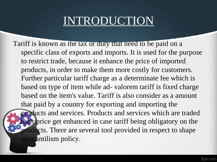 Tariff and Import Duties