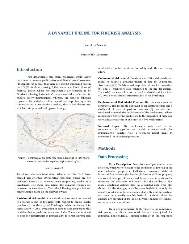Dynamic Pipeline for Fire Risk Analysis | Desklib