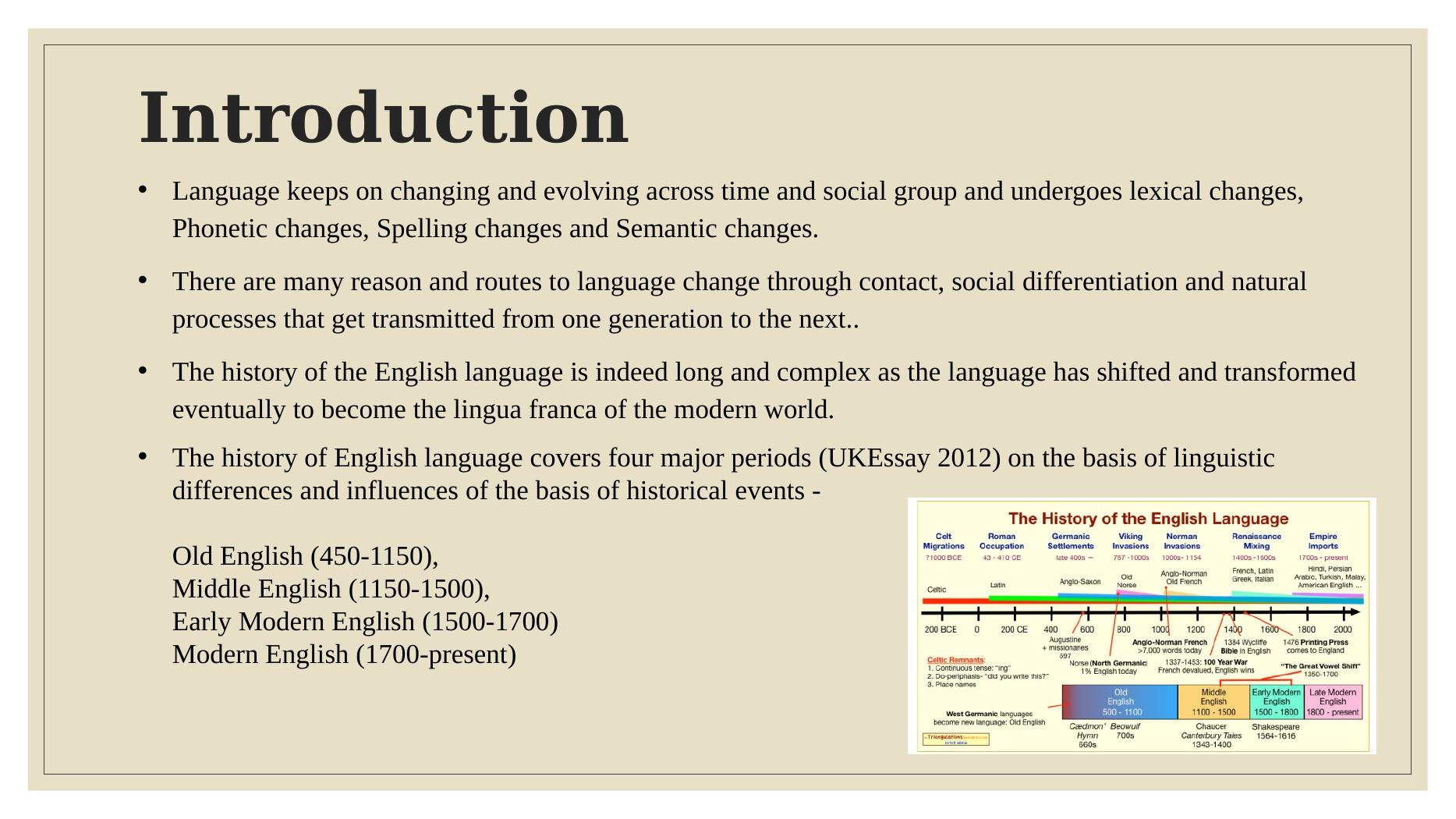 Evolution of English From the Year 450 Until 1450