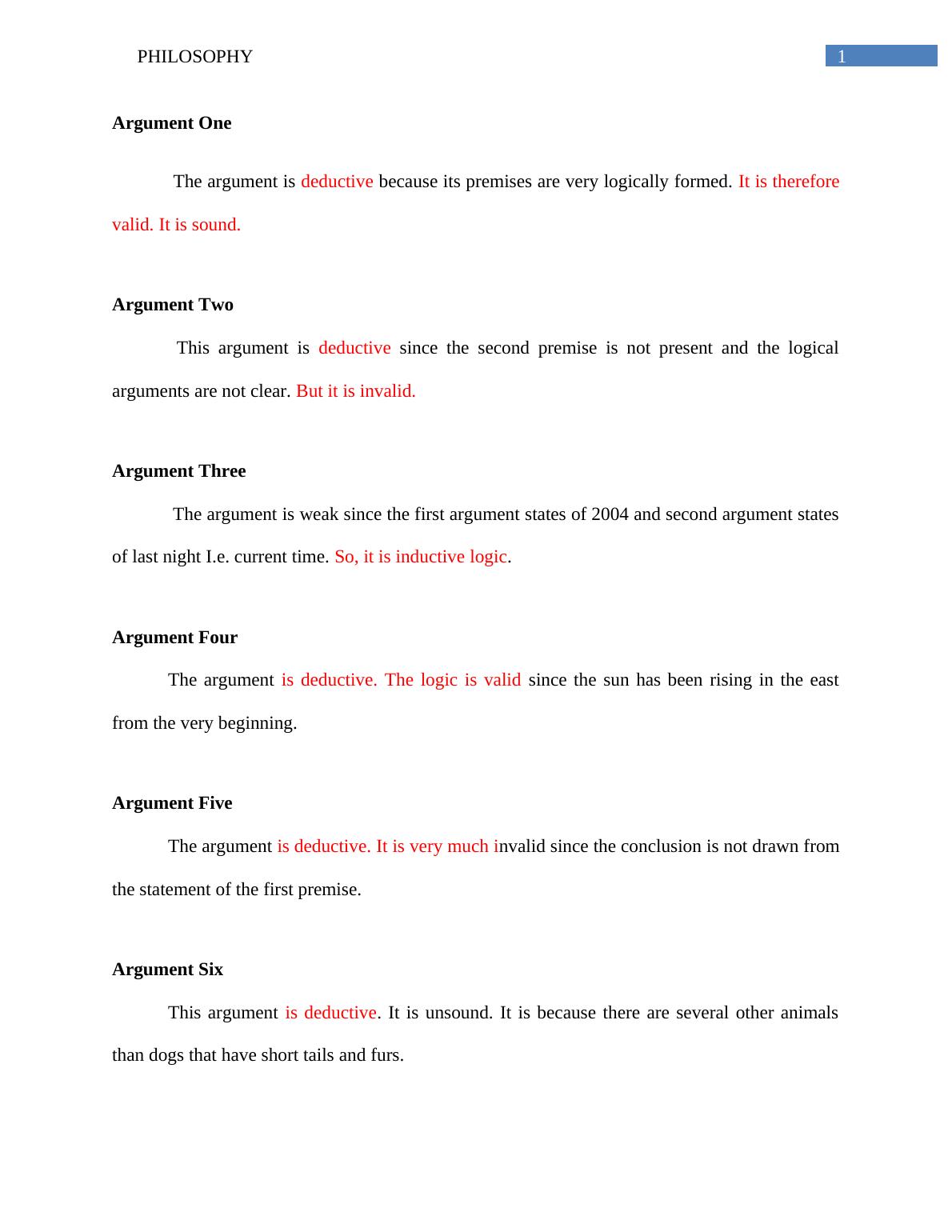 Philosophy Assignment: Argument Analysis and Reasoning