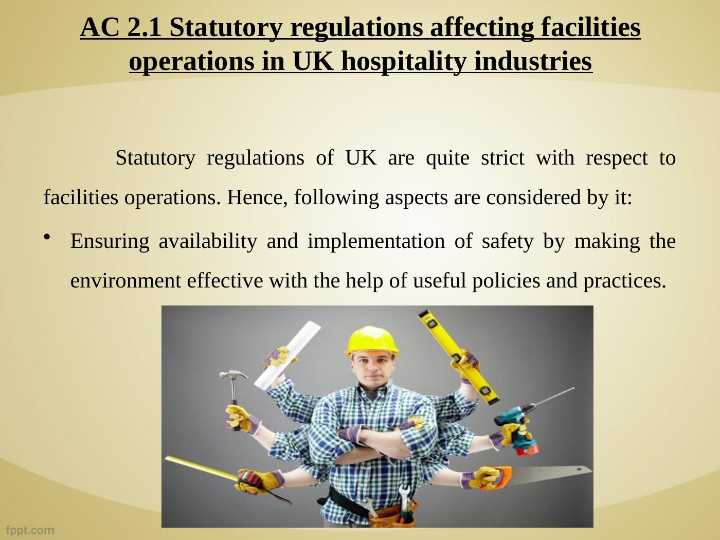 Statutory Regulations Affecting Facilities Operations in UK Hospitality ...
