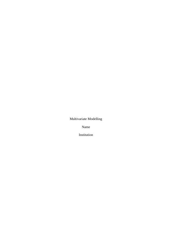 MAST90084: Multivariate Analysis Assignment 2 Solution