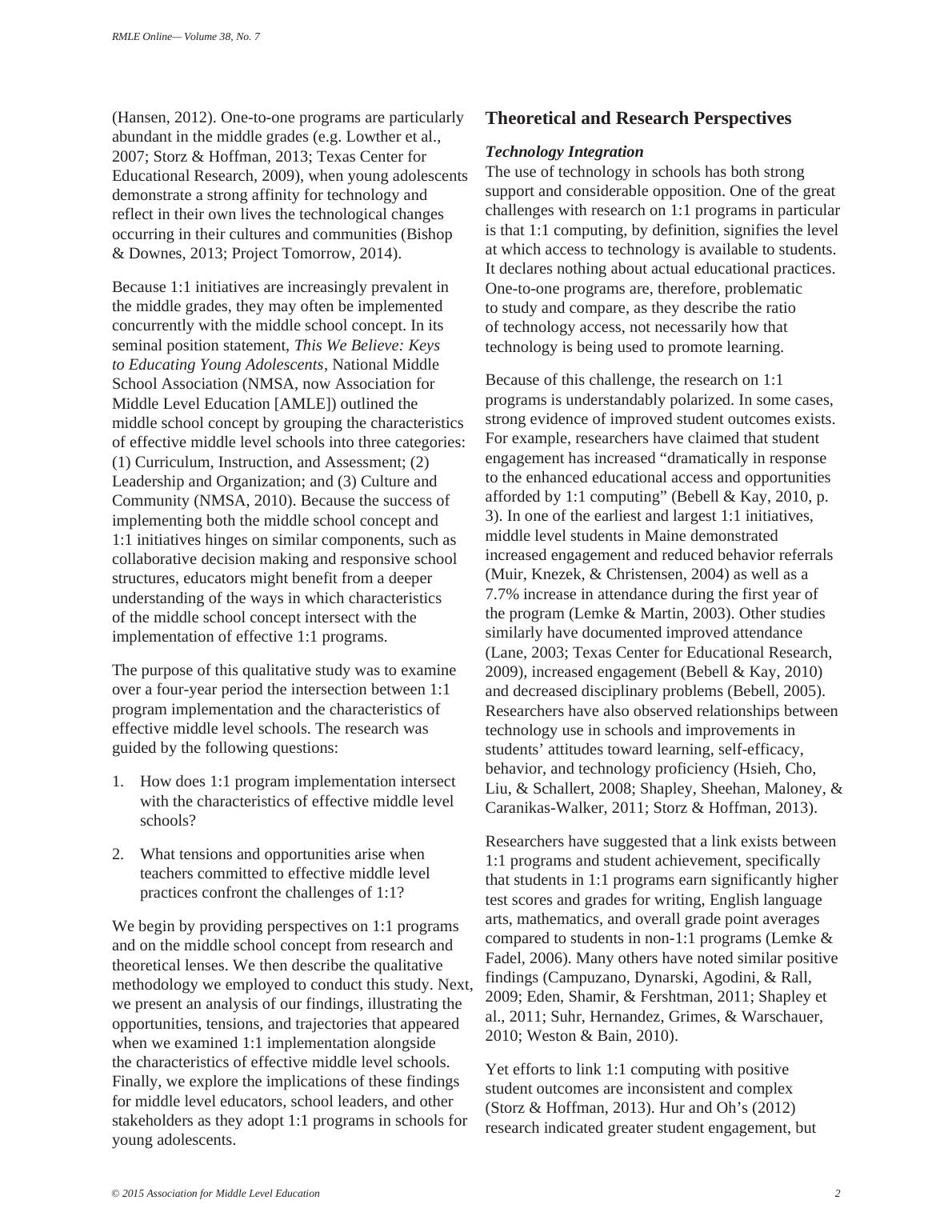 RMLE Online Research in Middle Level Education