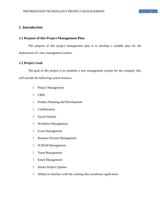 Information Technology Project Management | Desklib