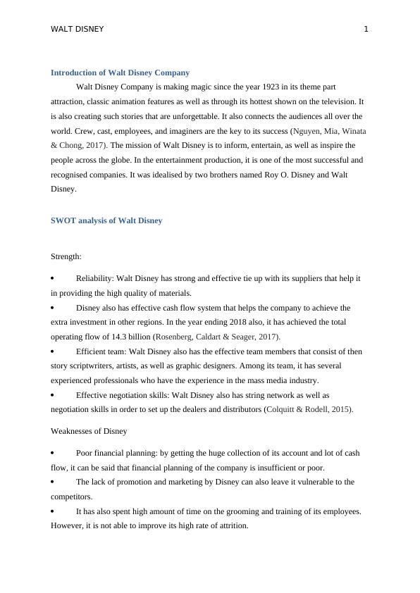 Walt Disney: SWOT Analysis, Company Culture, Leadership Theory and ...