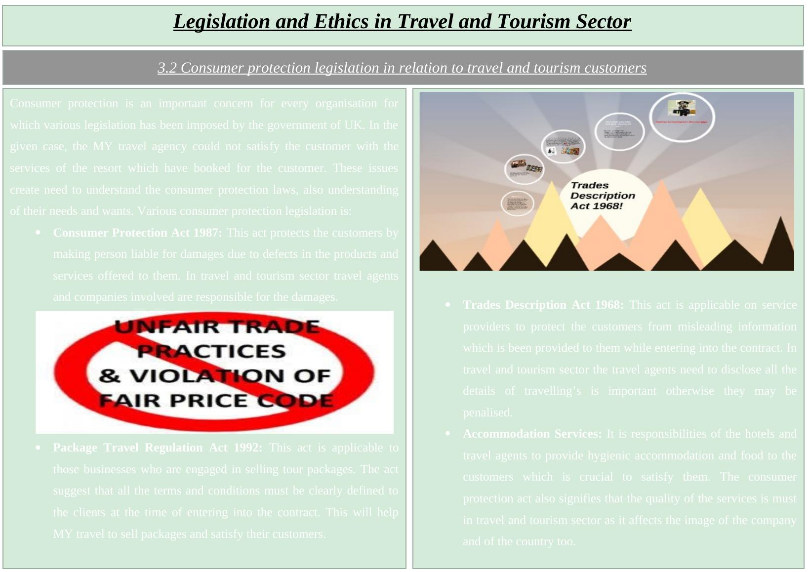 Legislation and Ethics in Travel and Tourism Sector