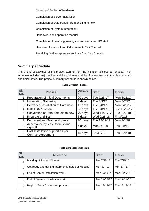Victoria University: SAP Implementation Project Charter