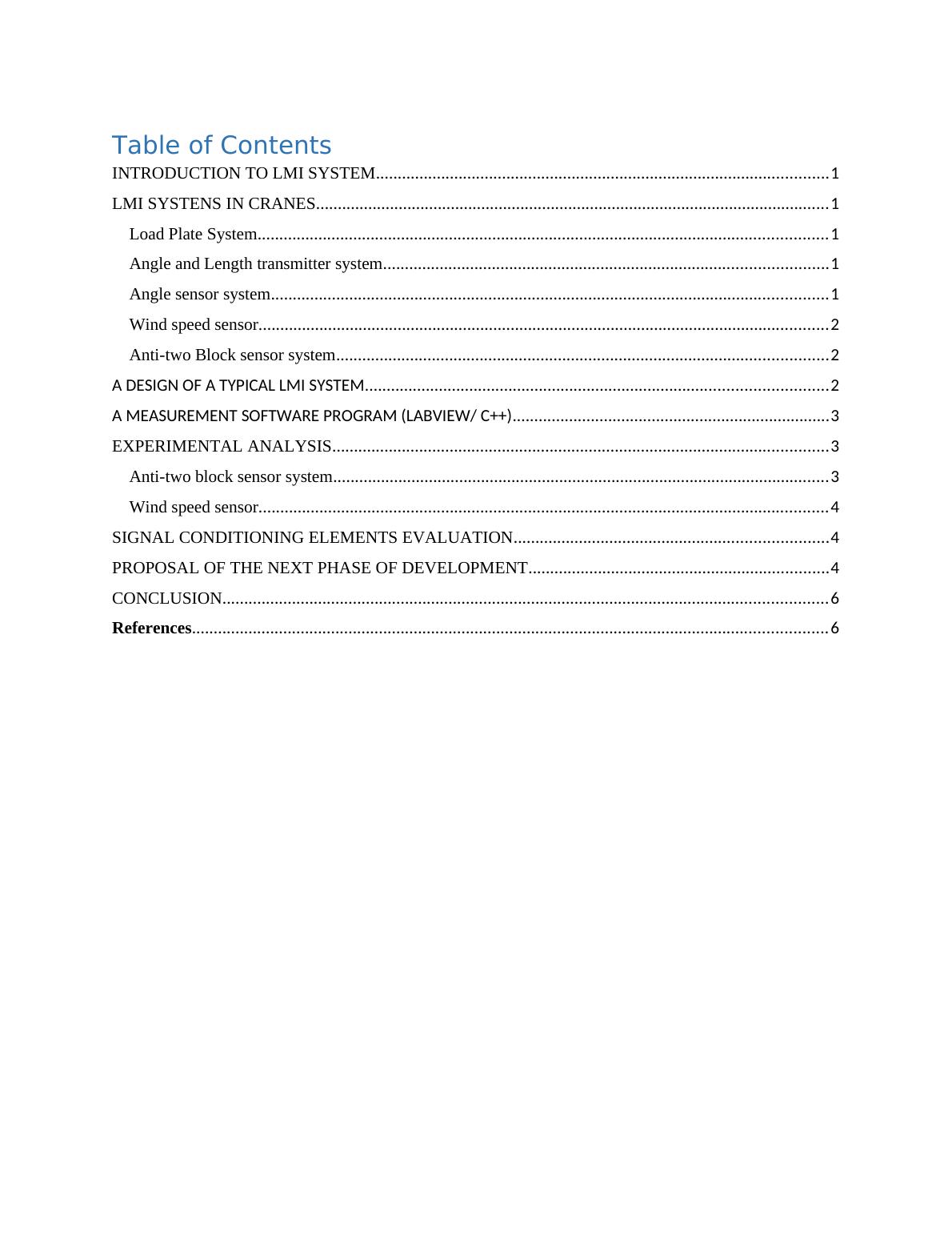 Assignment about Crane LMI System