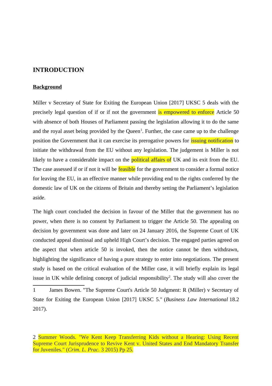 The case of Miller in the European Parliament